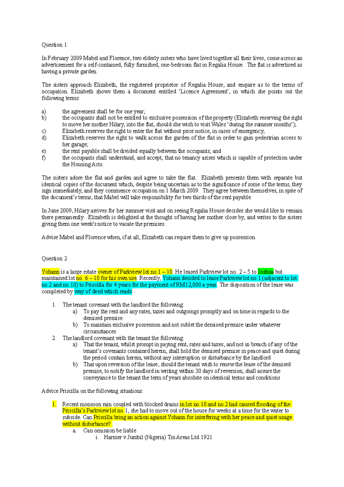 Leases tutorial mabel florence Qonly - Question 1 In February 2009 ...