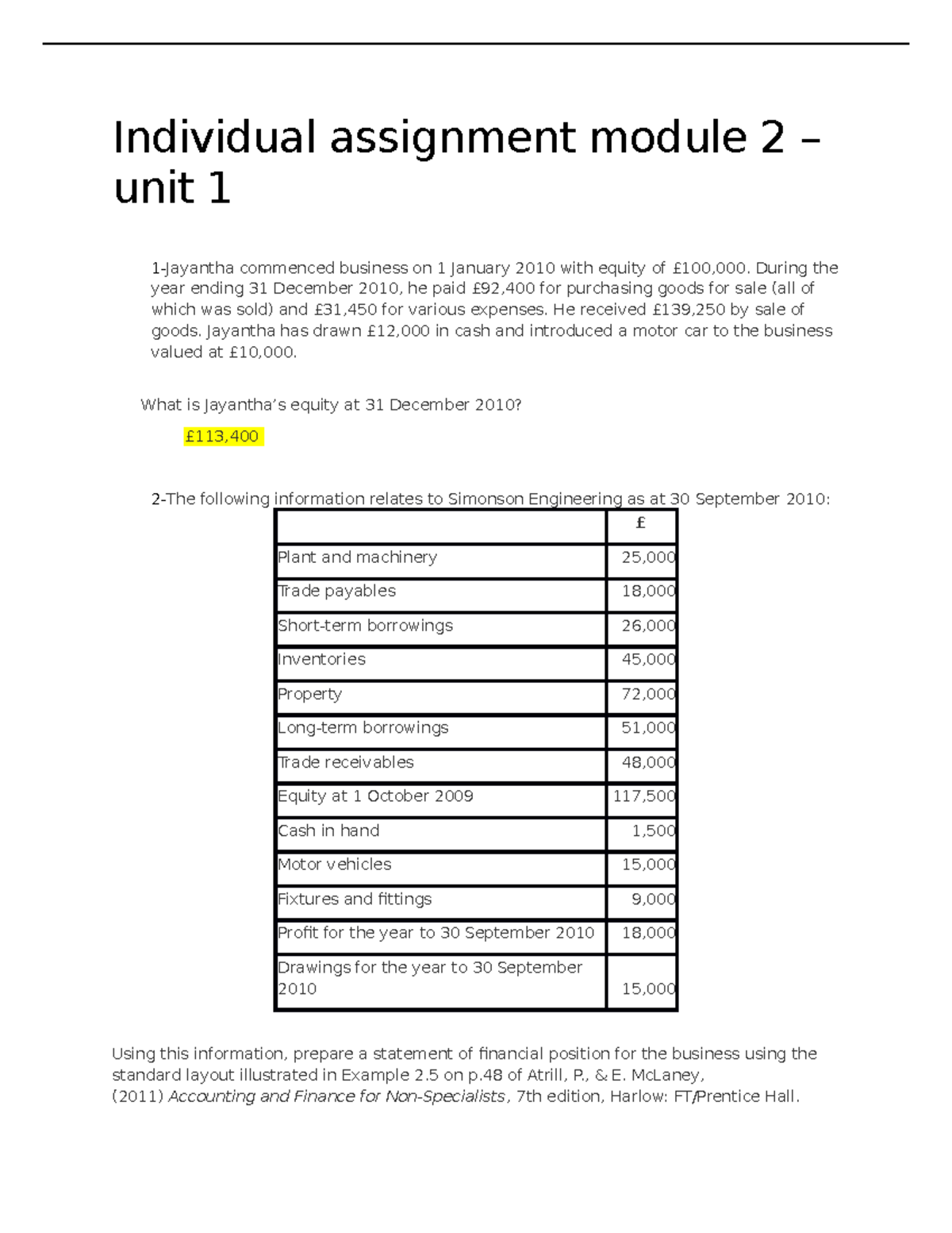Individual assignment module 2 - During the year ending 31 December ...