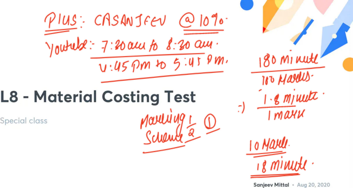 L8 Material Costing Test with anno - Mathematics: Analysis and ...