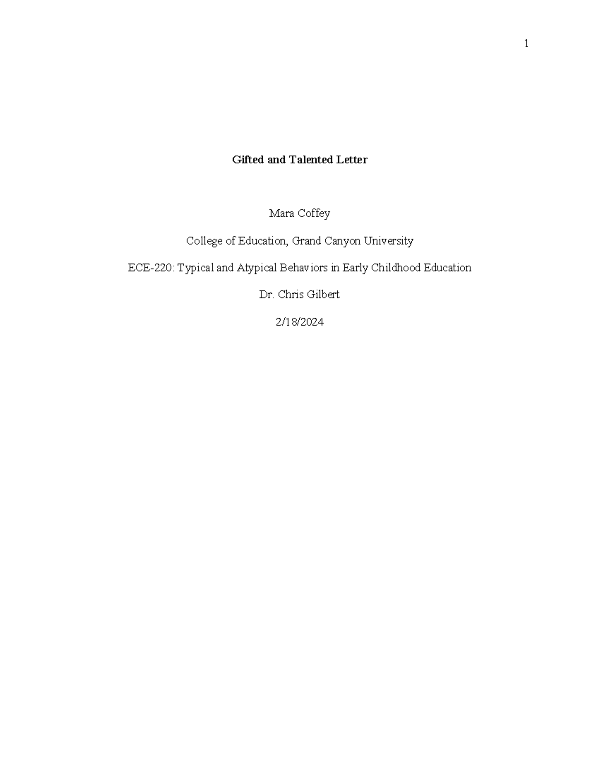 Gifted and Talented Letter - Chris Gilbert 2/18/ Part 1 To the Parents ...