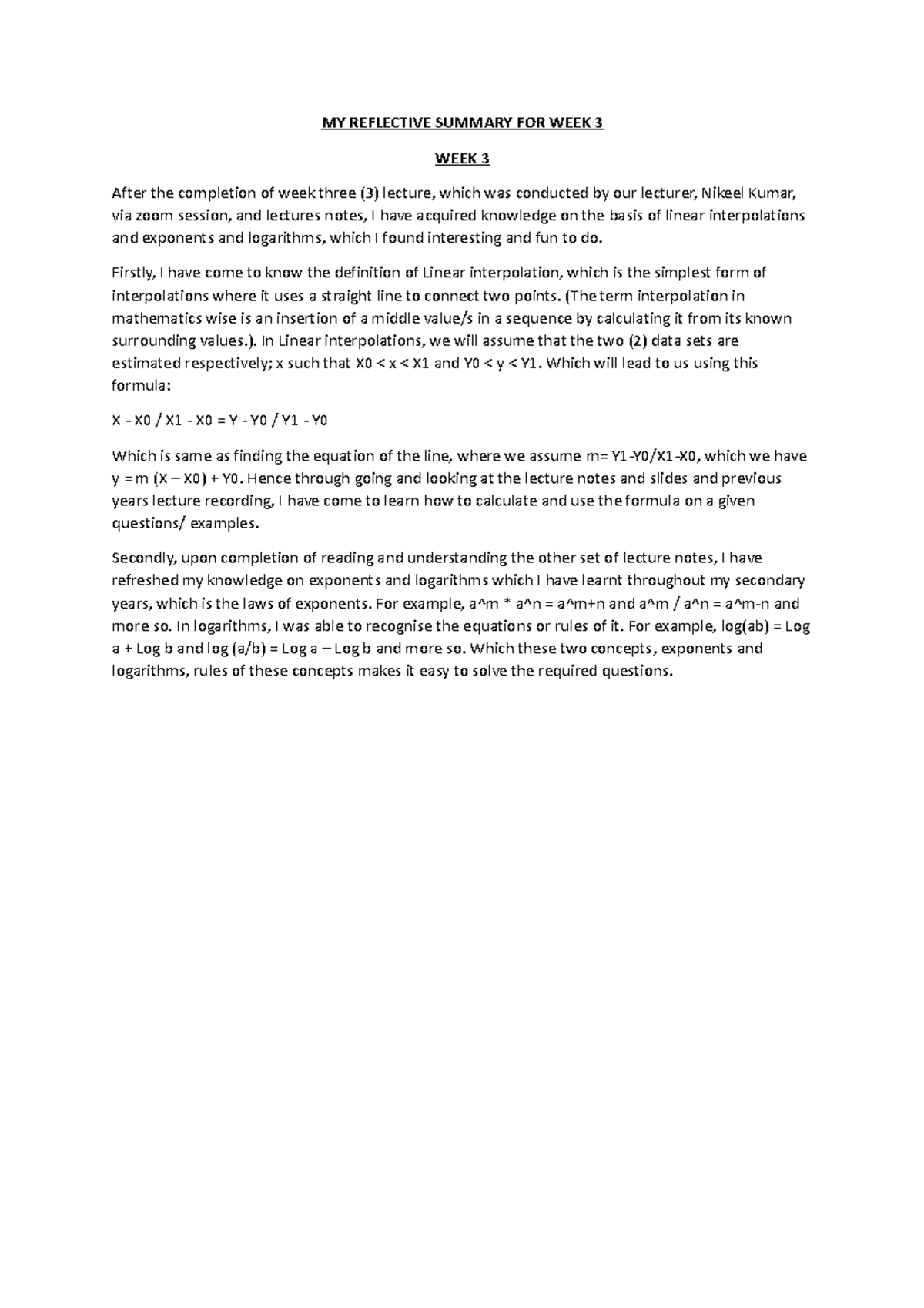 MY Reflective Summary FOR WEEK 3 - MY REFLECTIVE SUMMARY FOR WEEK 3 ...