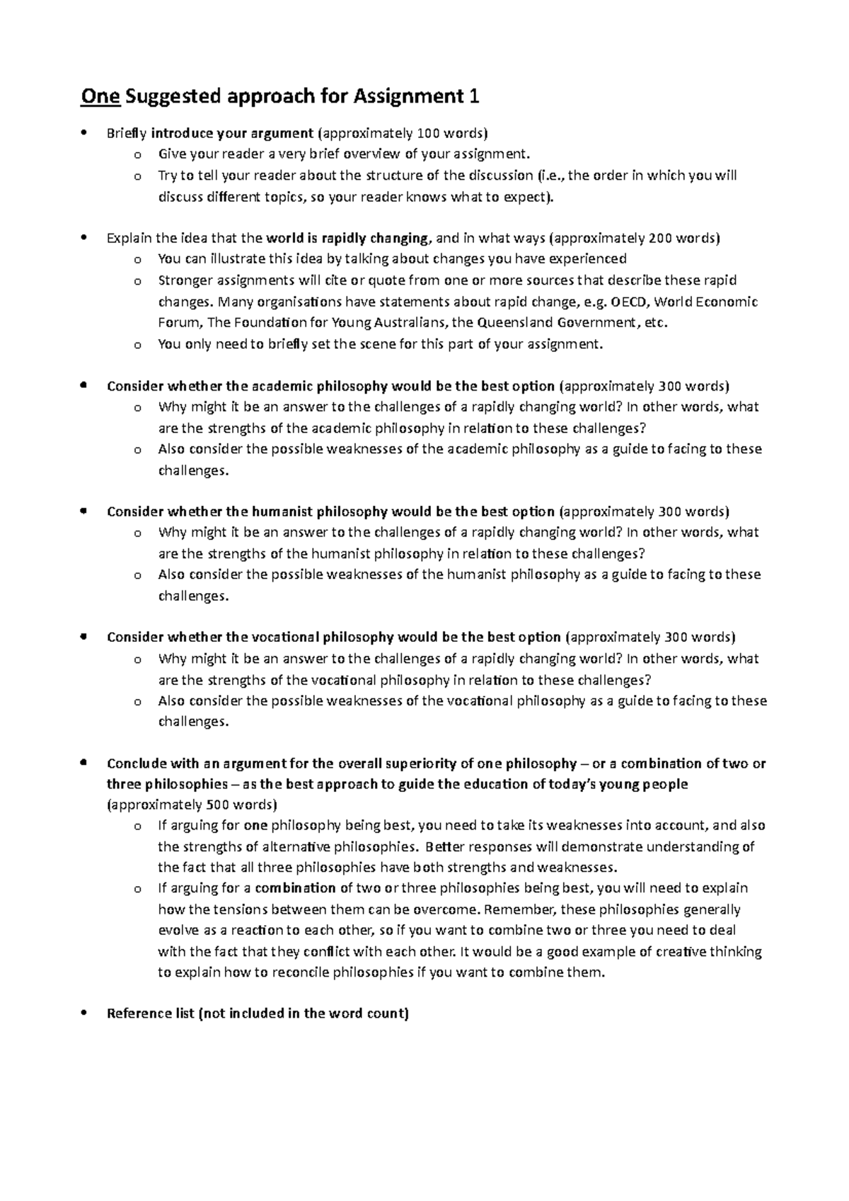 Suggested Approach to Assignment 1(1) - One Suggested approach for ...