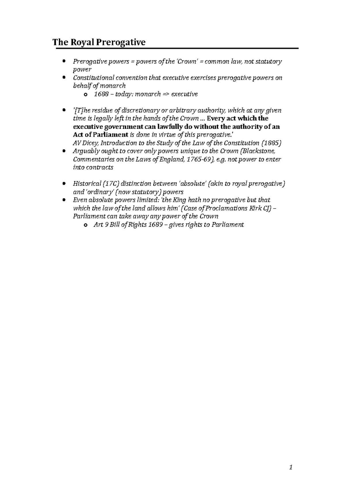 06 The Royal Prerogative - 1 The Royal Prerogative Prerogative powers ...