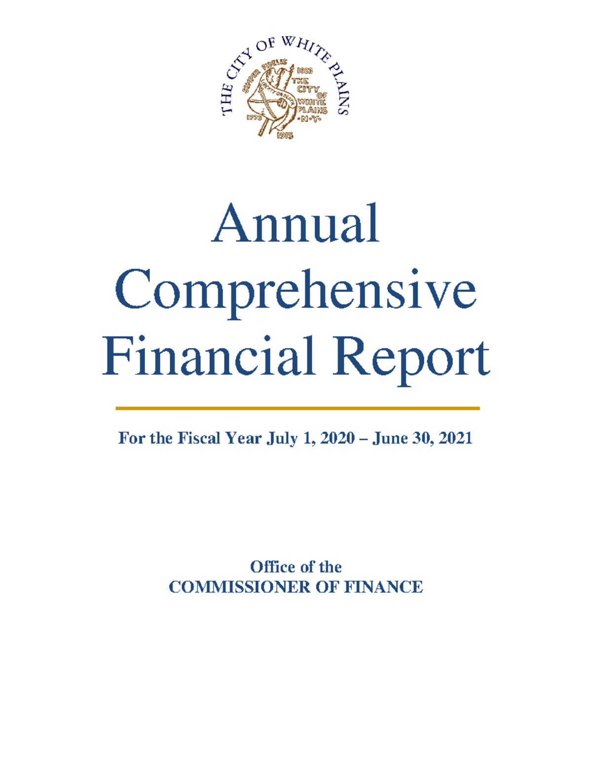 White Plains CAFR 2021 - Lecture notes 5 - Annual Comprehensive ...