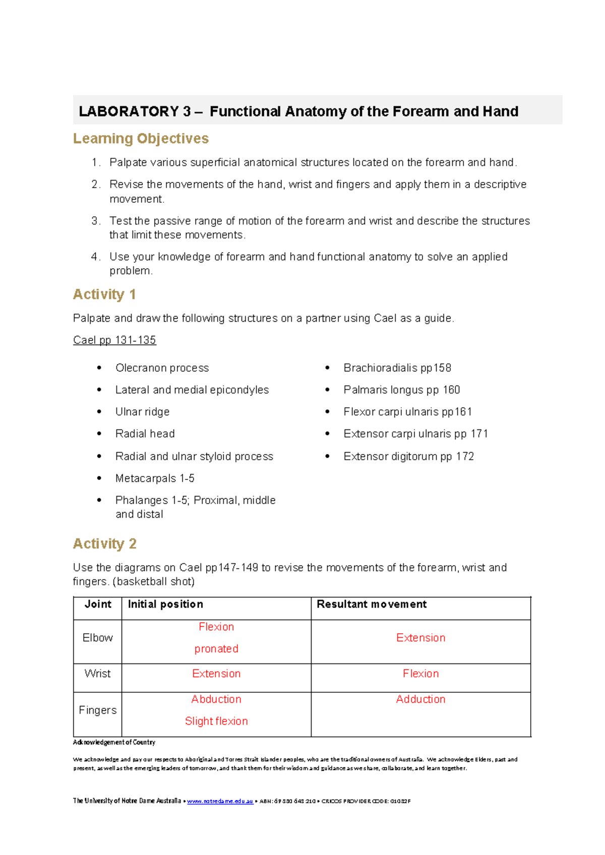 HLTH1010-Laboratory-3 - LABORATORY 3 – Functional Anatomy of the ...