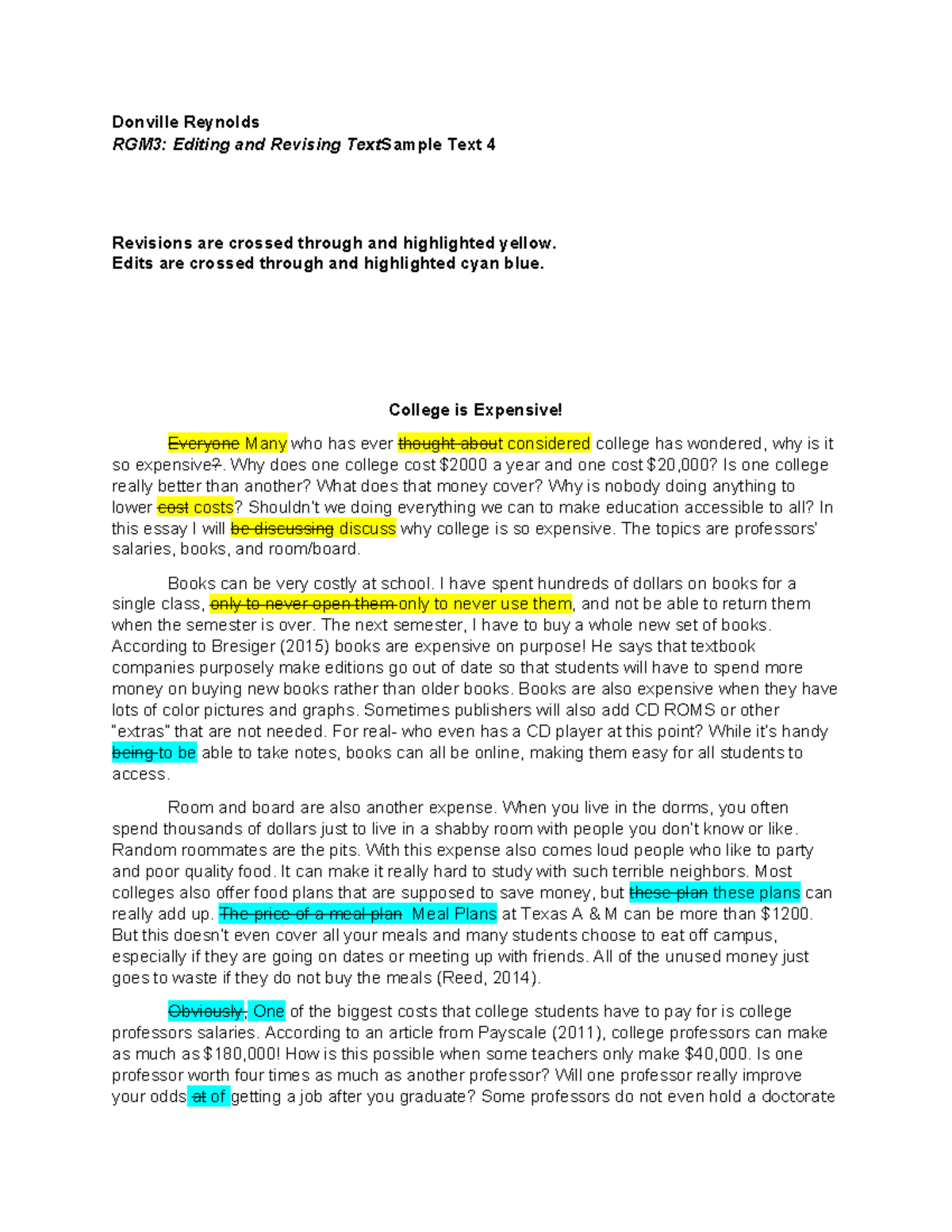 RGM3 Editing and Revising Text Sample Text 4Donville Reynolds ...