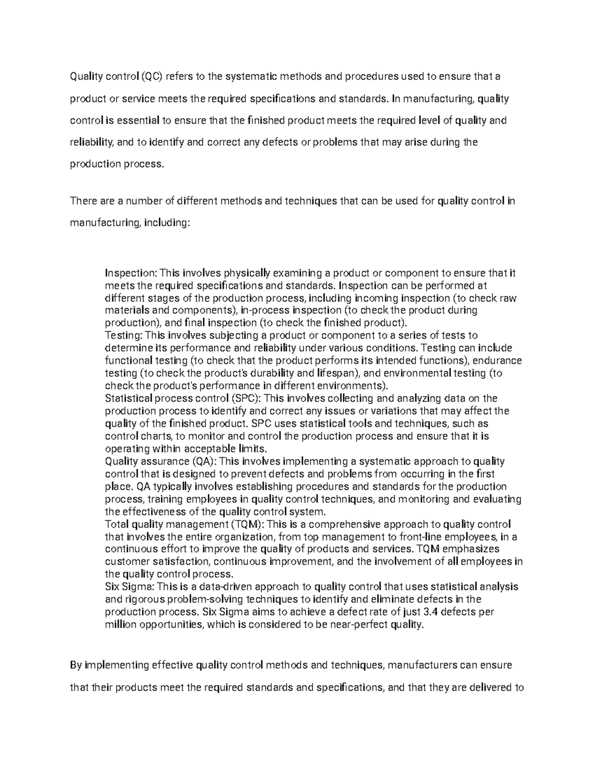 T90000 - notes - Quality control (QC) refers to the systematic methods ...