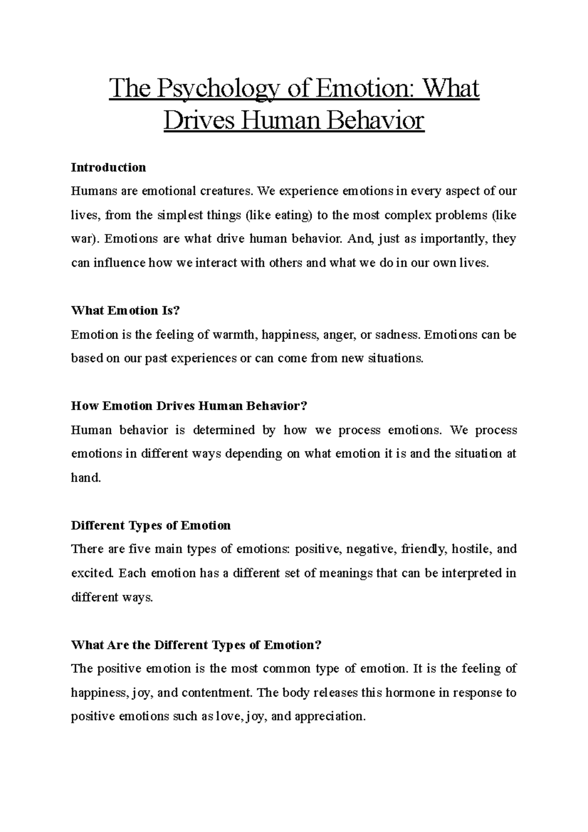 The Psychology of Emotion What Drives Human Behavior - The Psychology of Emotion: What Drives ...