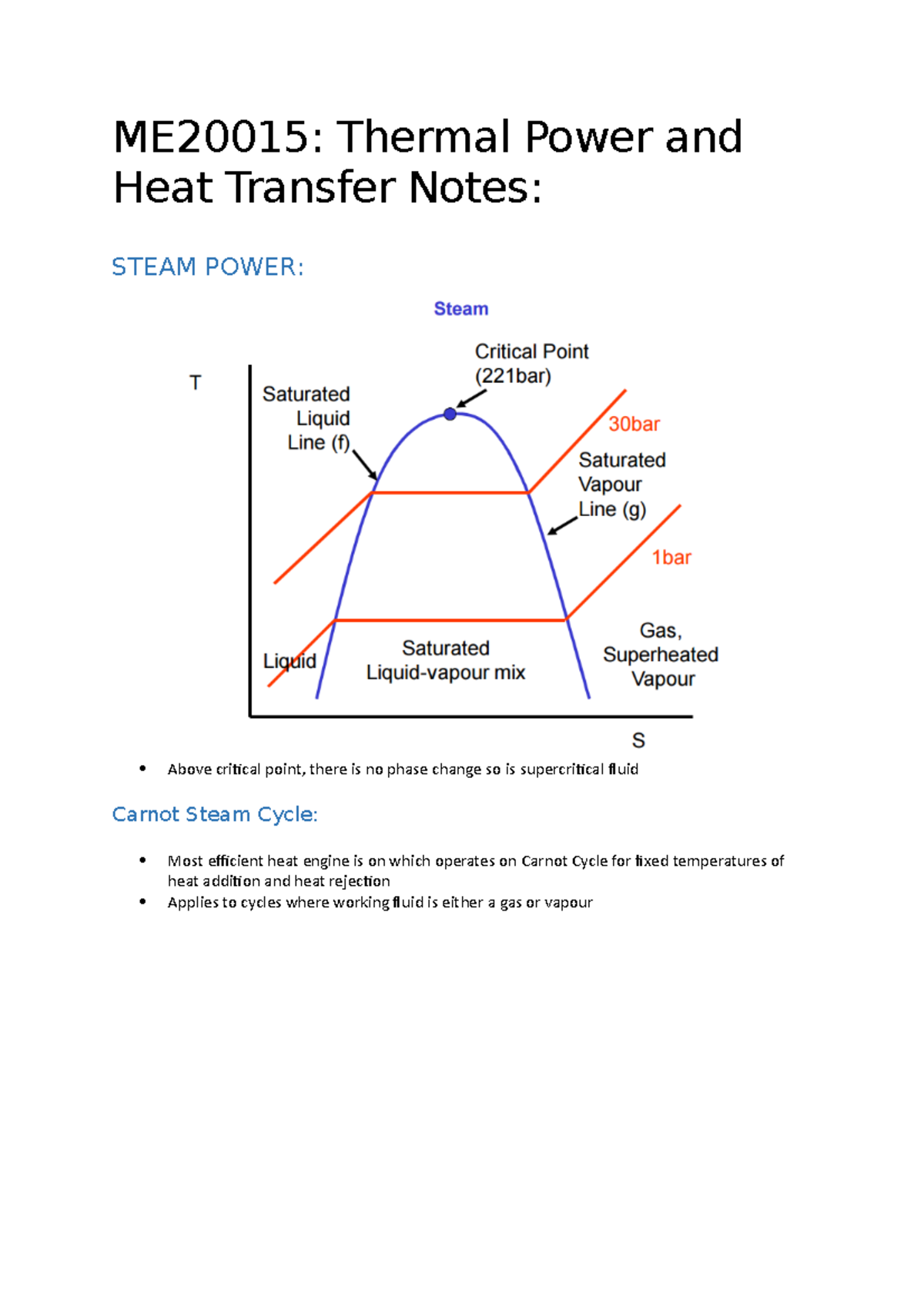 ME20015 Thermal Power and Heat Transfer Notes - ME20015: Thermal Power ...