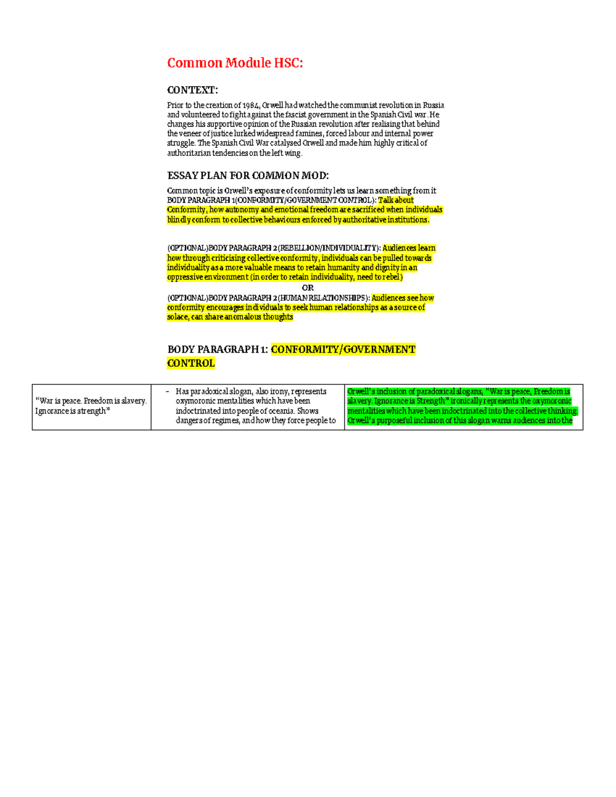 Common Module HSC - Quotes, context thesis included - Common Module HSC ...