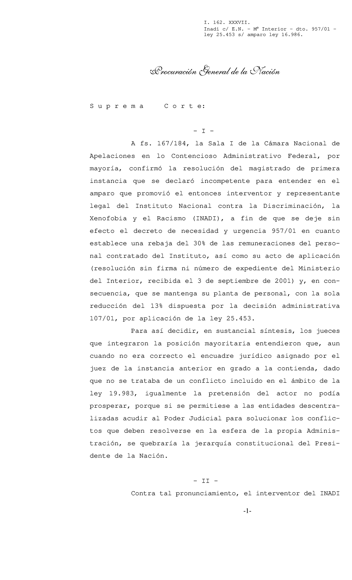 Fallo 327 557114 12 2004 Indadi - I. 162. XXXVII. Inadiley 25 c/ E. s ...