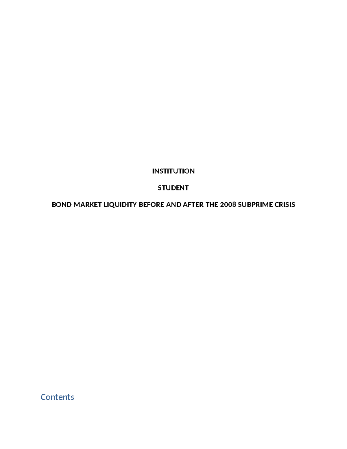 Bond market liquidity pdf - INSTITUTION STUDENT BOND MARKET LIQUIDITY ...