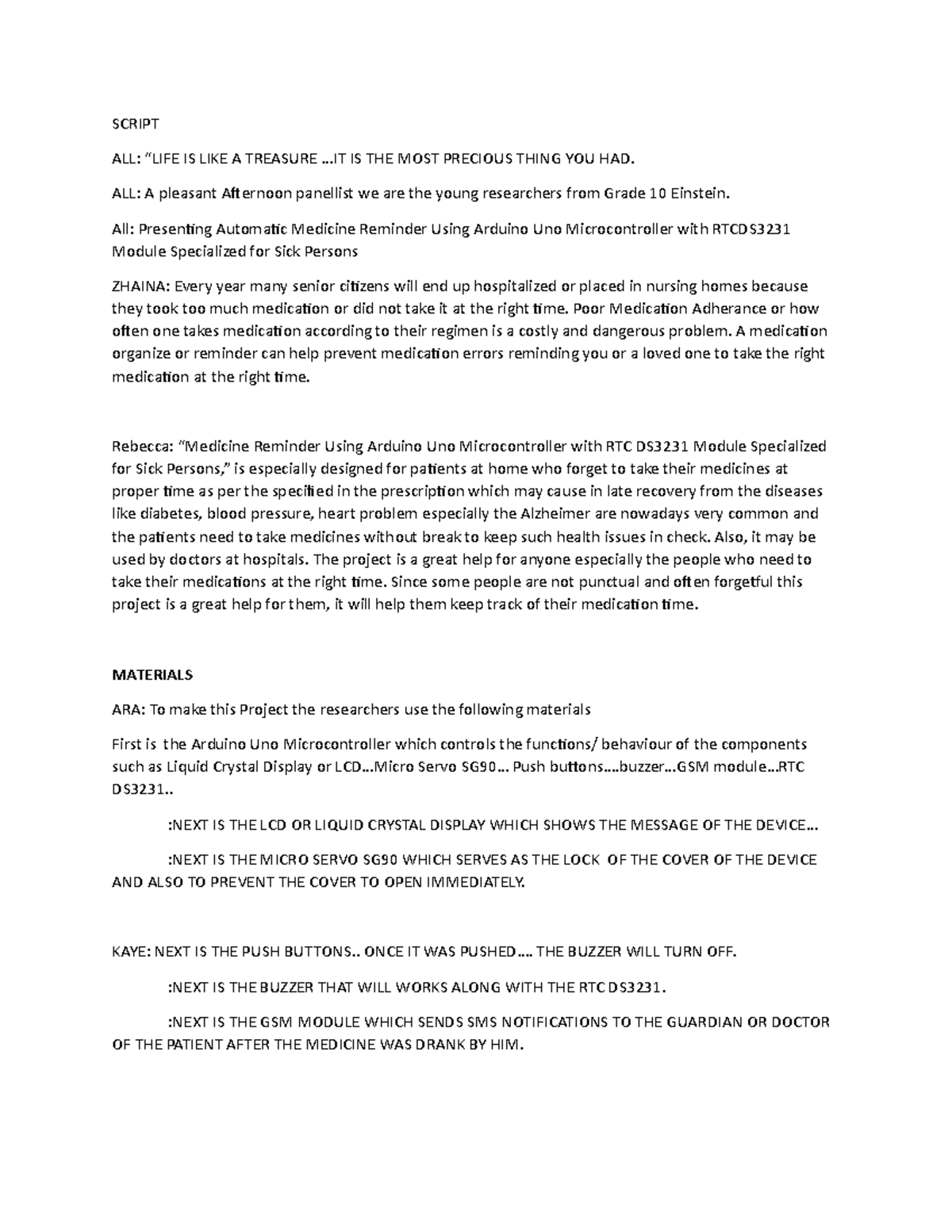 Script - Copy - notes - SCRIPT ALL: “LIFE IS LIKE A TREASURE .. IS THE ...