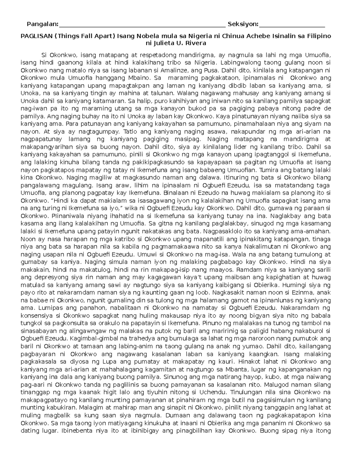 FILIPINO ACTIVITIES FOR GRADE 9 AND 10 STUDENTS - - Studocu