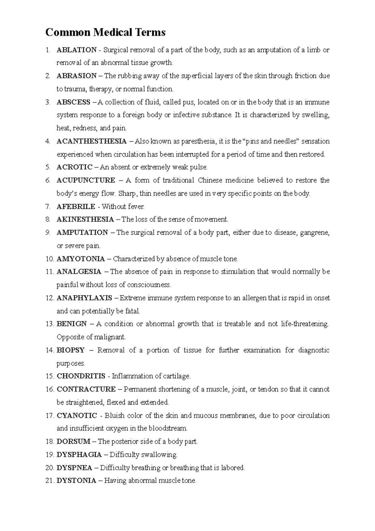 Medical terminologies - Common Medical Terms ABLATION - Surgical ...