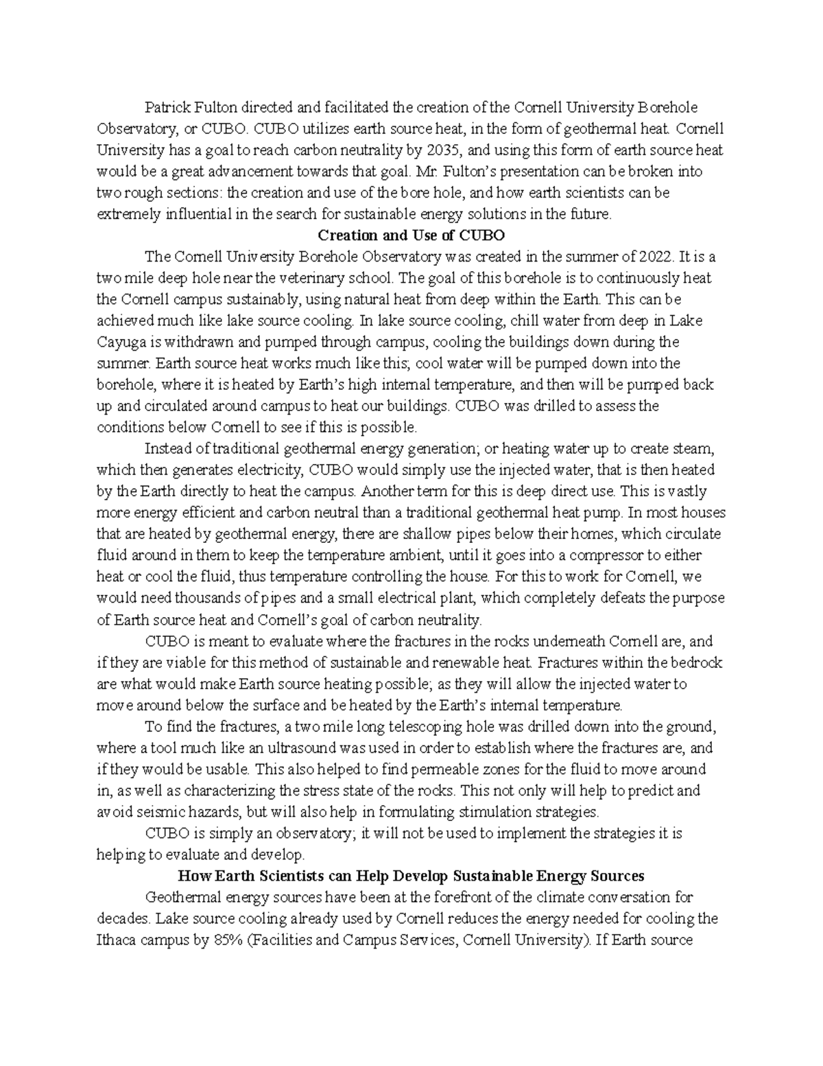 2 13 Lecture Summary - Patrick Fulton directed and facilitated the ...