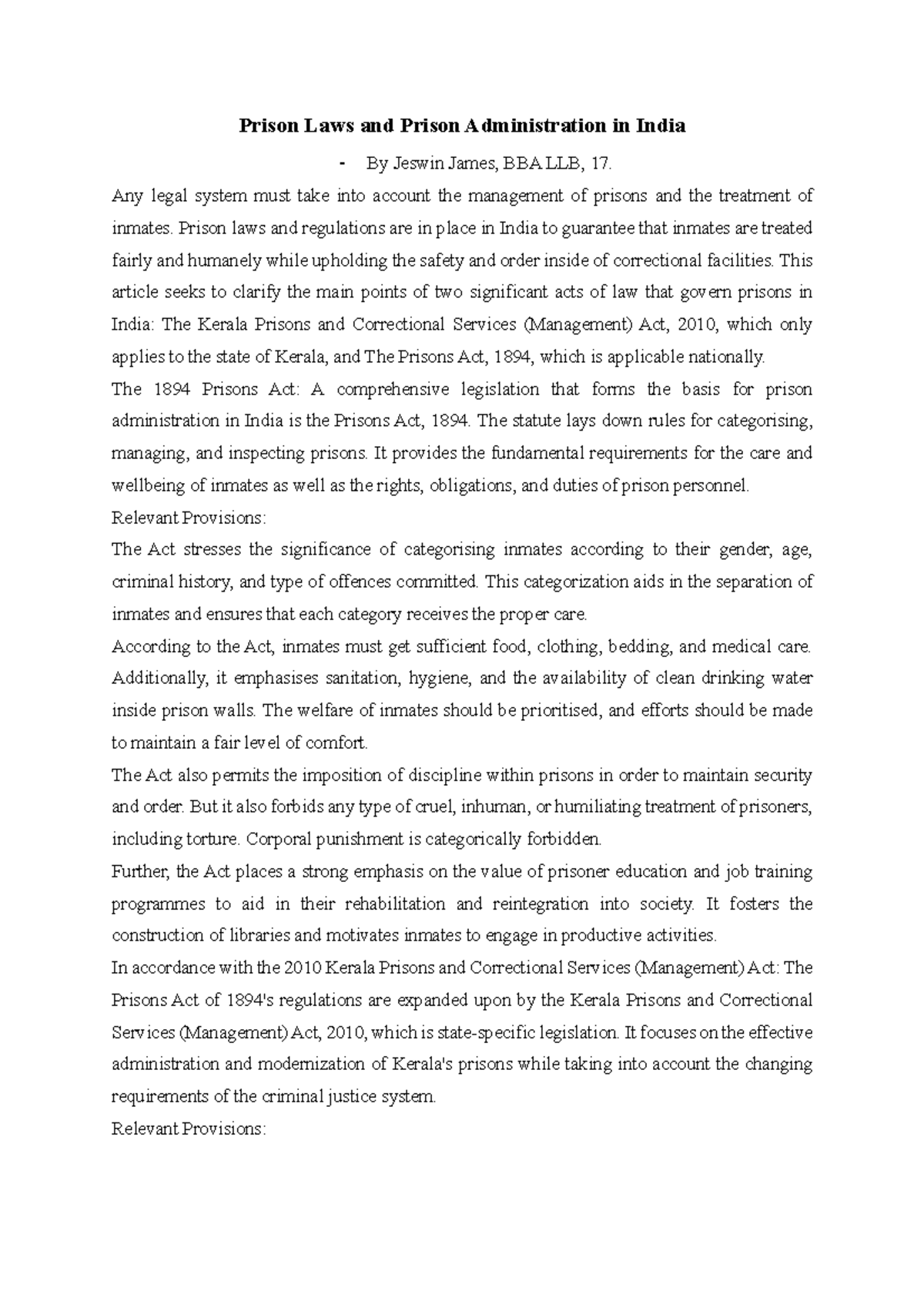 Prison laws - Any legal system must take into account the management of ...