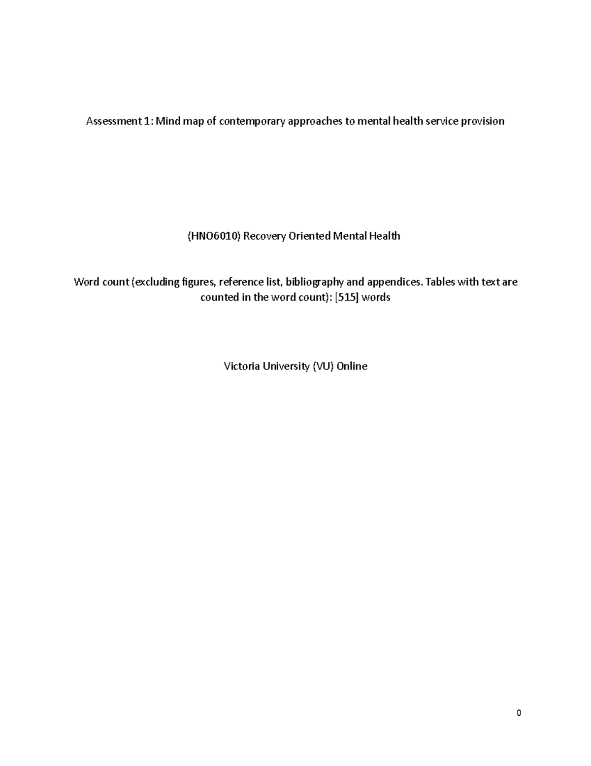 A1. Recovery in mental health student doc - Assessment 1: Mind map of ...