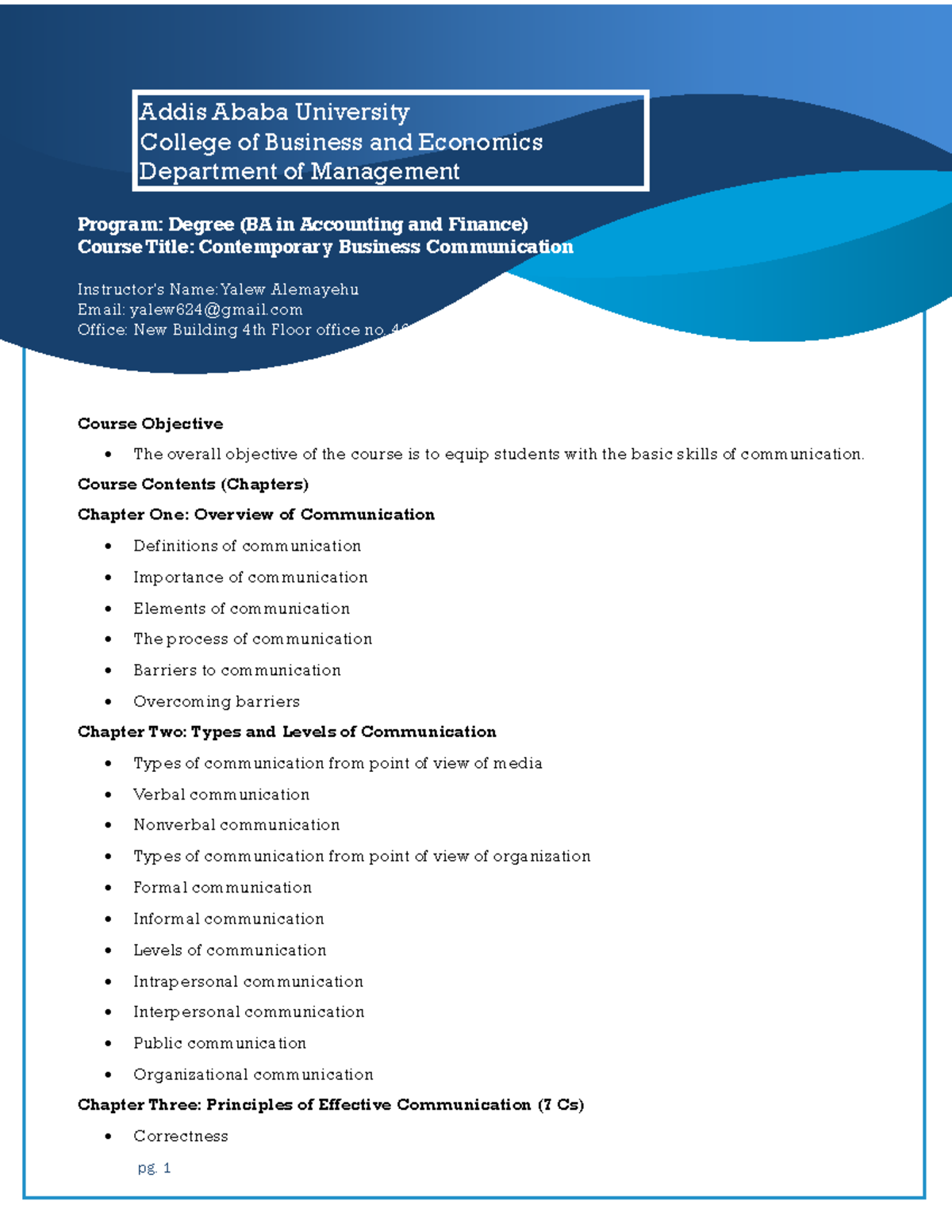 Contemporary Business Communication - Program: Degree (BA in Accounting ...