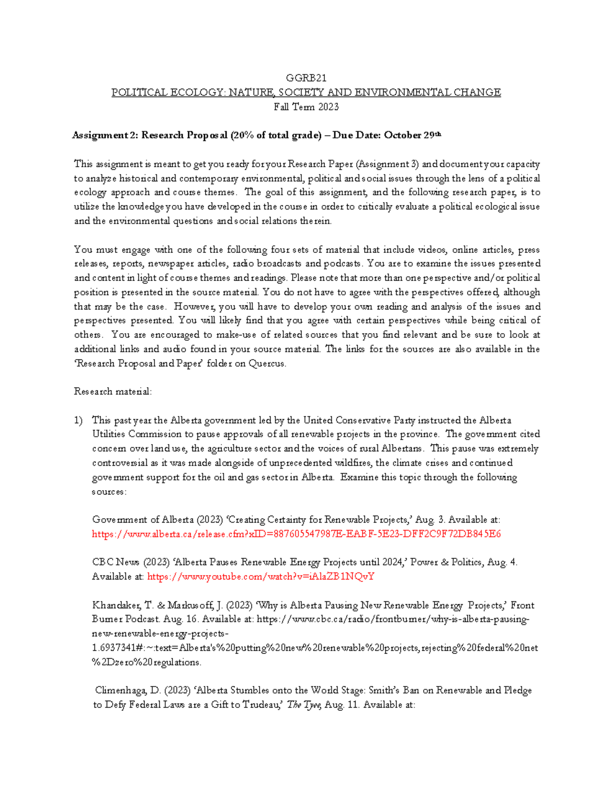 Assignment 2 - Research Proposal - GGRB21 - 2023 - GGRB POLITICAL ...