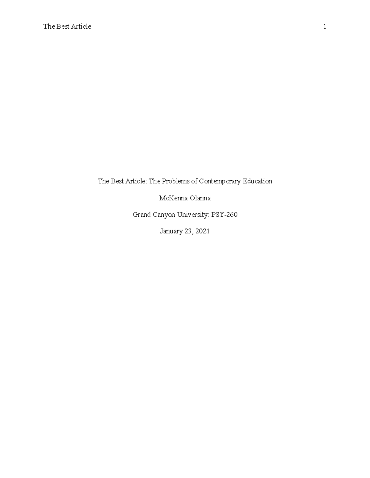 The Best Article 260 - Grade: A- The Best Article The Best Article: The ...