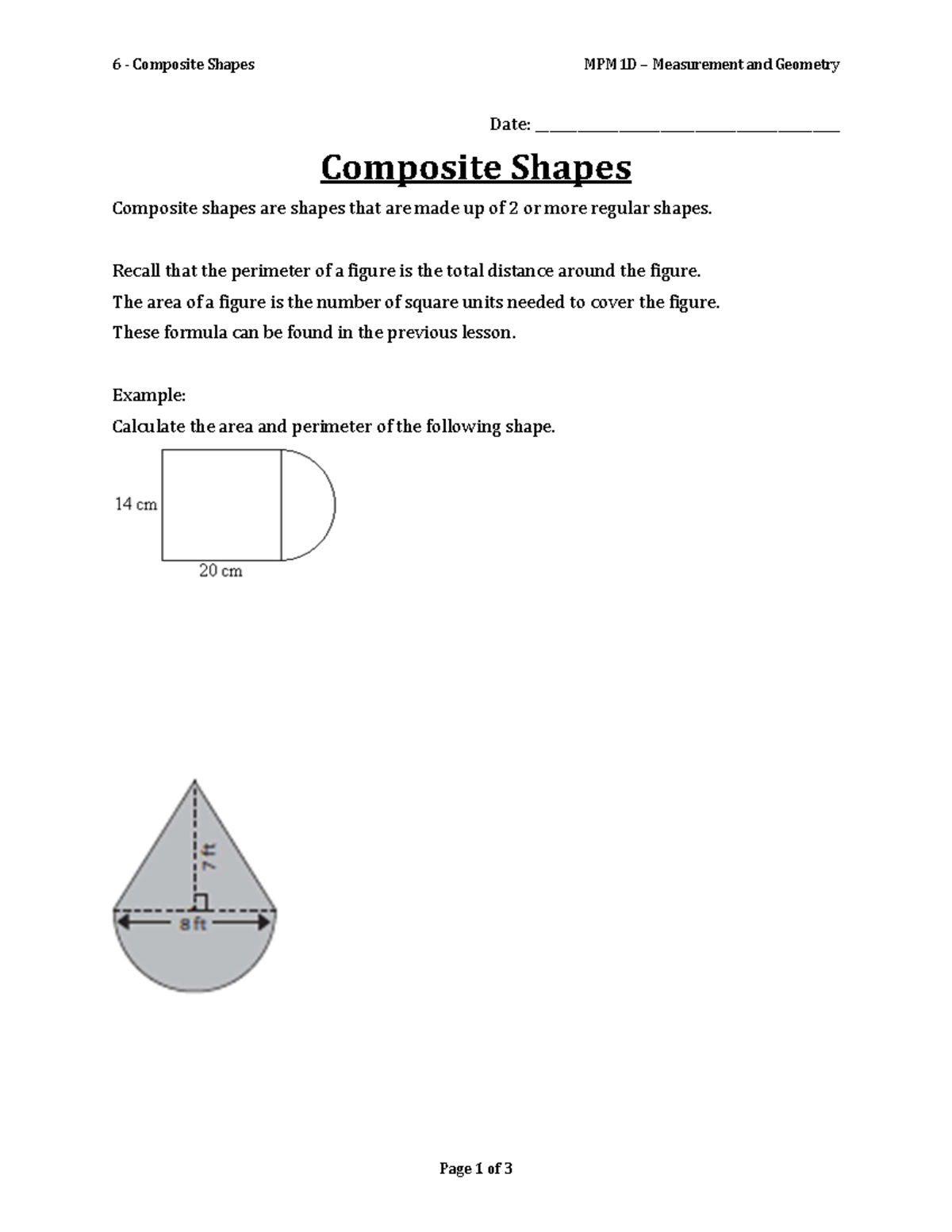 06 - Composite Shapes - Notes - 6 - Composite Shapes MPM1D ...