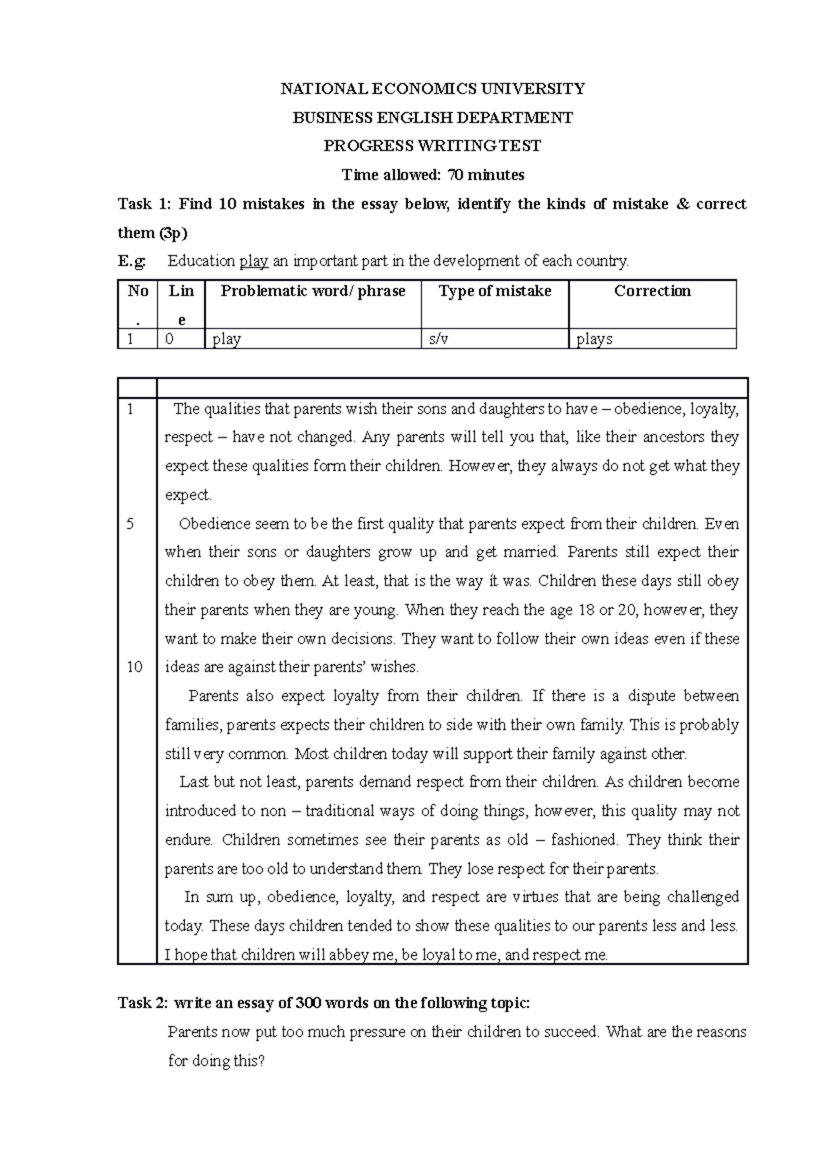 Progess Writing TEST - wwwwwwwwwwwwwwwwwwwwww - NATIONAL ECONOMICS ...