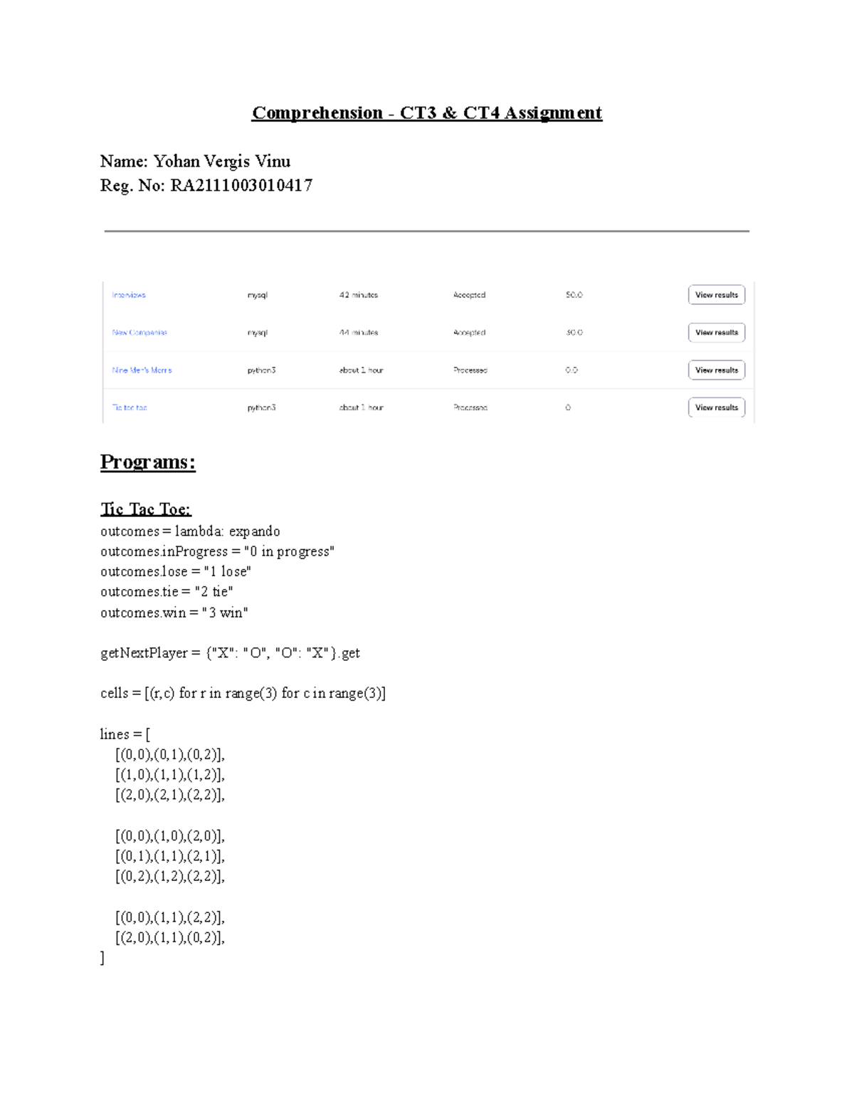 Comprehension - CT3 & CT4 Assignment - RA2111003010417 - Comprehension - CT3 & CT4 Assignment ...