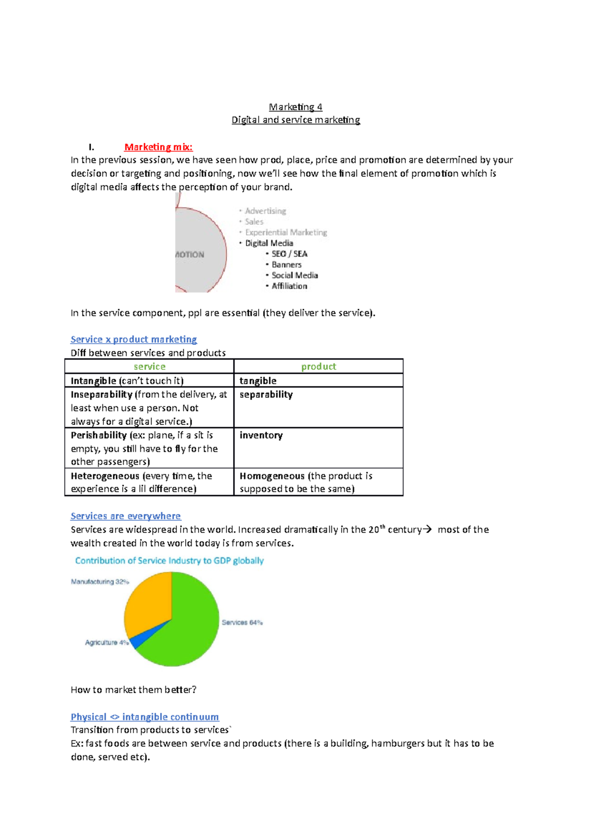 Marketing 4 - Notes de cours 4 - Marketing 4 Digital and service ...