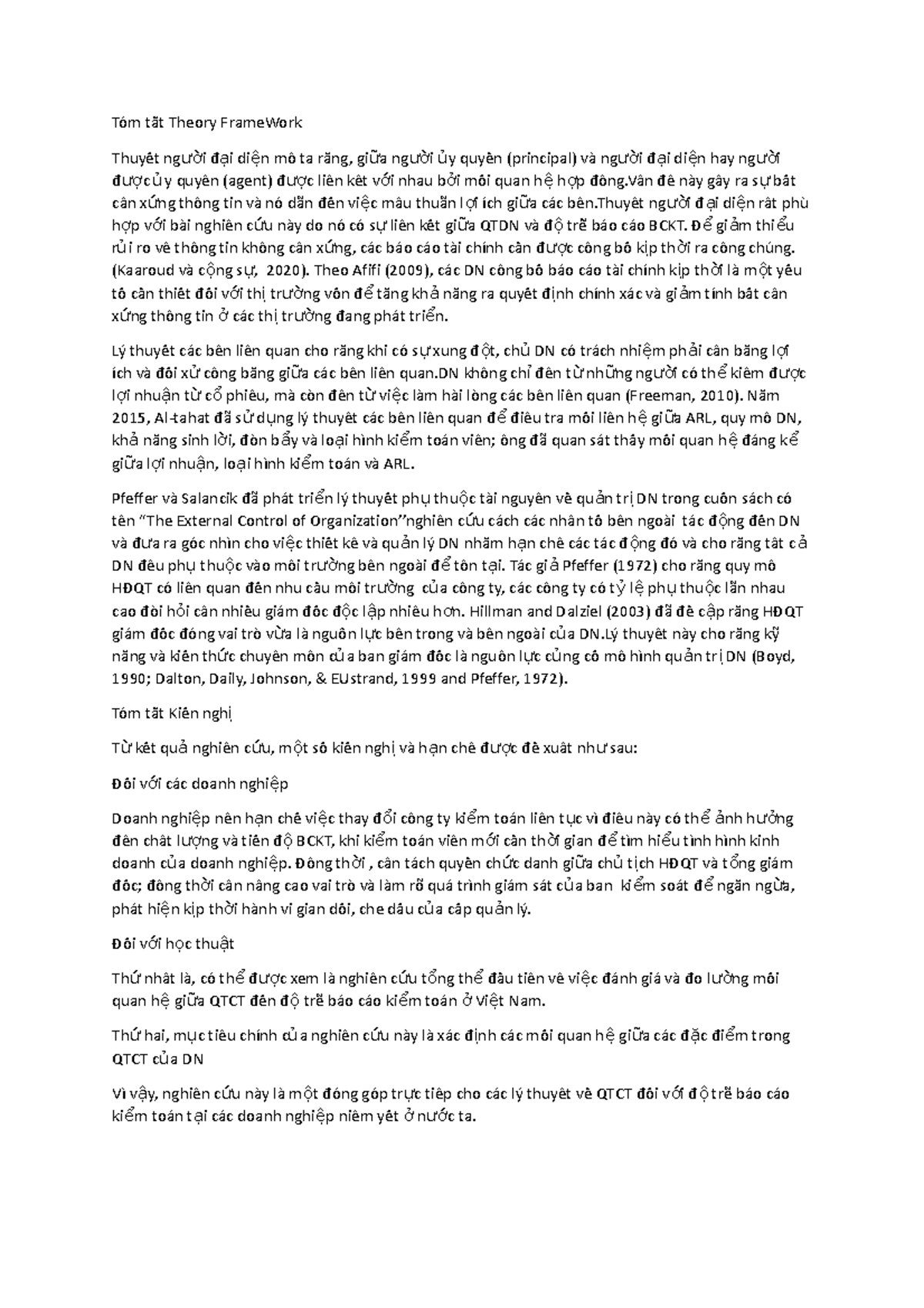 Tóm tắt Theory Frame Work - Tóm tắắt Theory FrameWork Thuyếắt ng ười đ ...