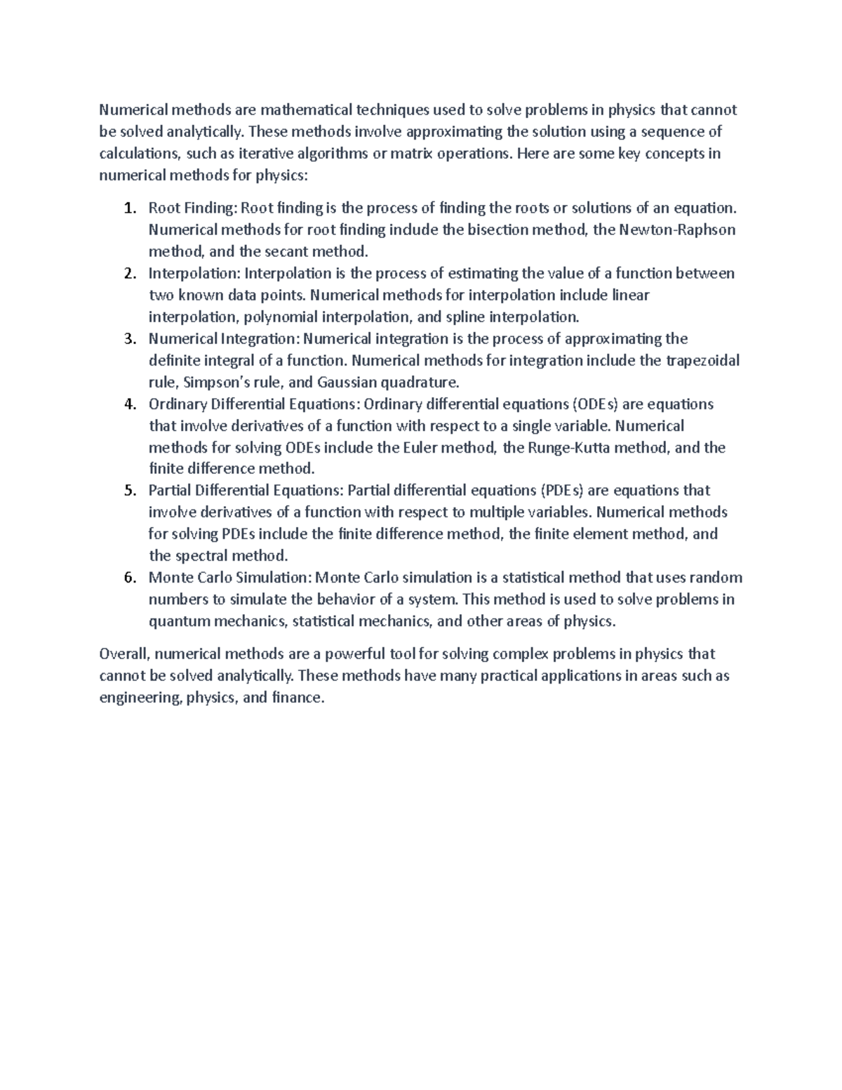 Num 50 - numerical methods - Numerical methods are mathematical techniques used to solve ...