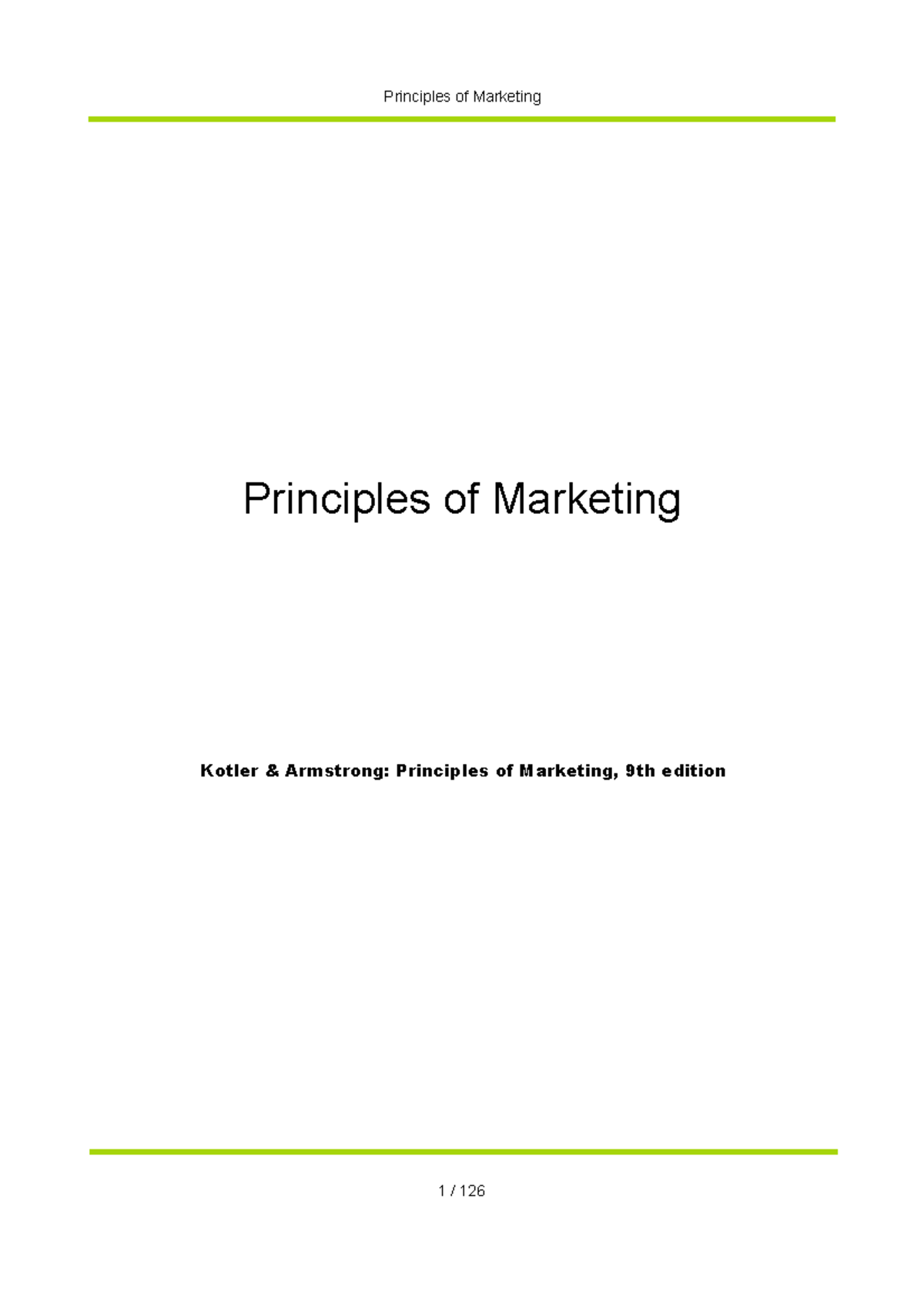 principles of marketing module - Principles of Marketing Kotler ...