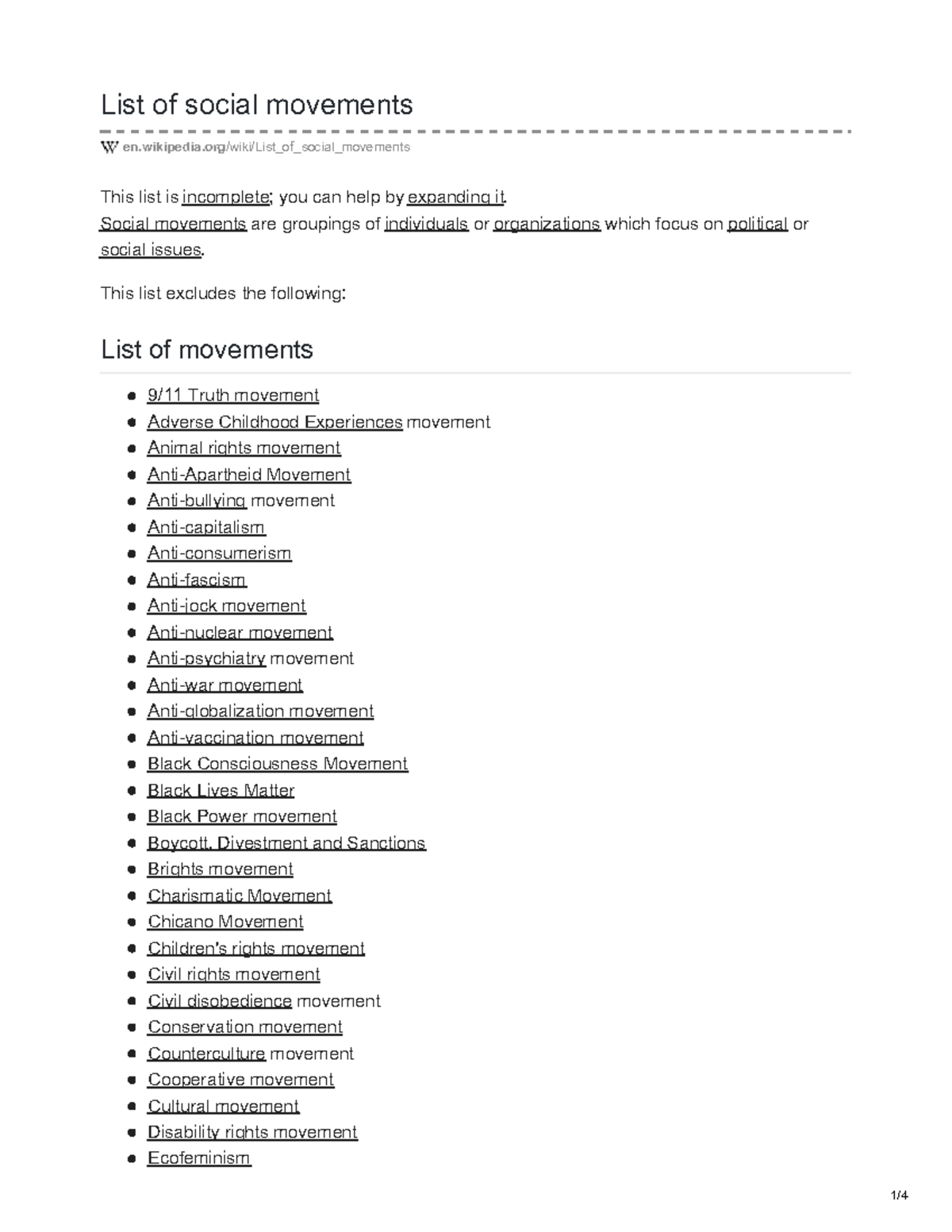 Joserizworksdqmn - List of social movements en.wikipedia/wiki/List_of ...
