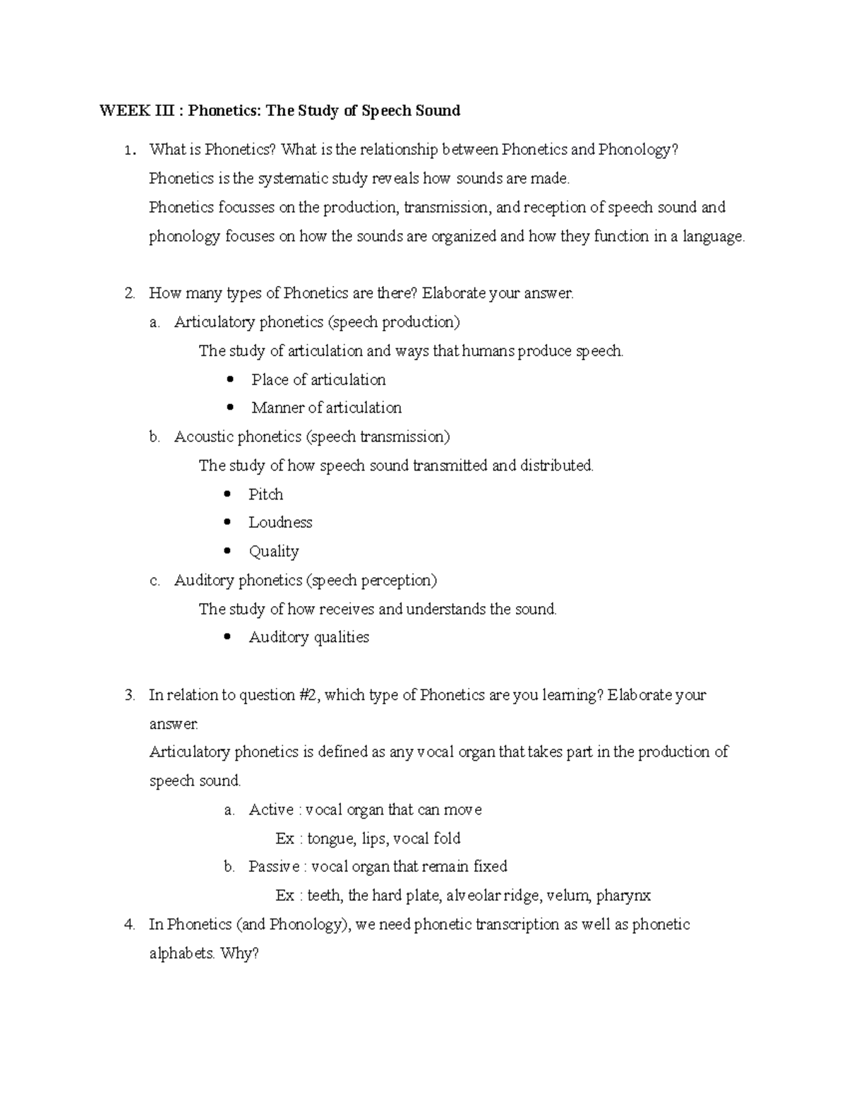 The Study Of Speech Sound WEEK III Phonetics The Study Of Speech