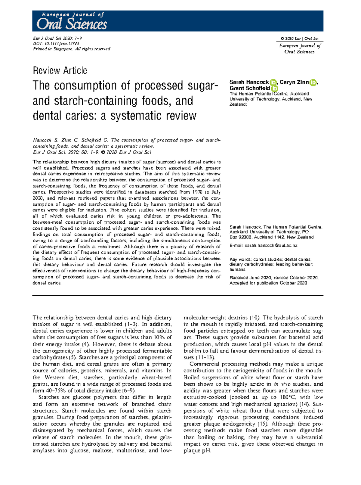 5 (2020) The consumption of processed sugar and starch-containing foods ...