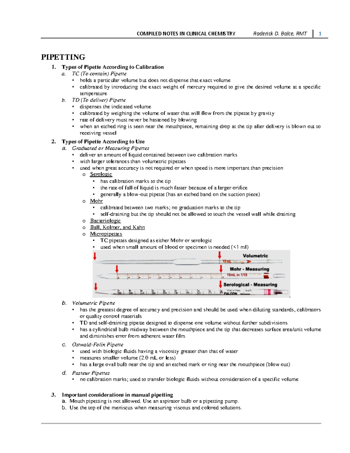 Pipetting-notes compress - COMPILED NOTES IN CLINICAL CHEMISTRY ...