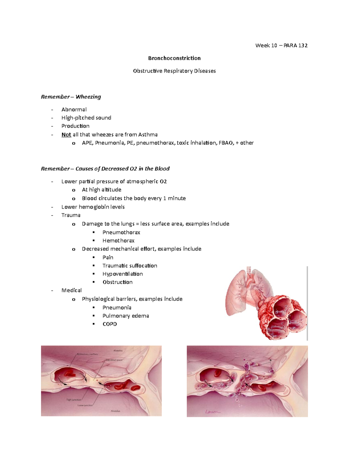 Week 10 - Asthma - Week 10 lecture notes - Week 10 – PARA 132 ...