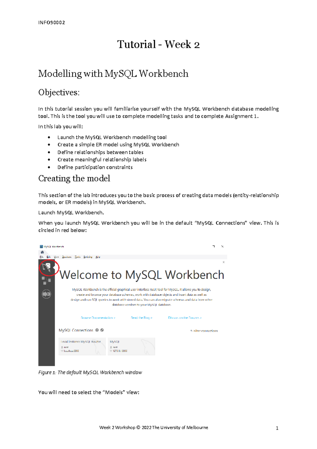 Week2 Tute Modelling with My SQL Workbench - Tutorial - Week 2 ...