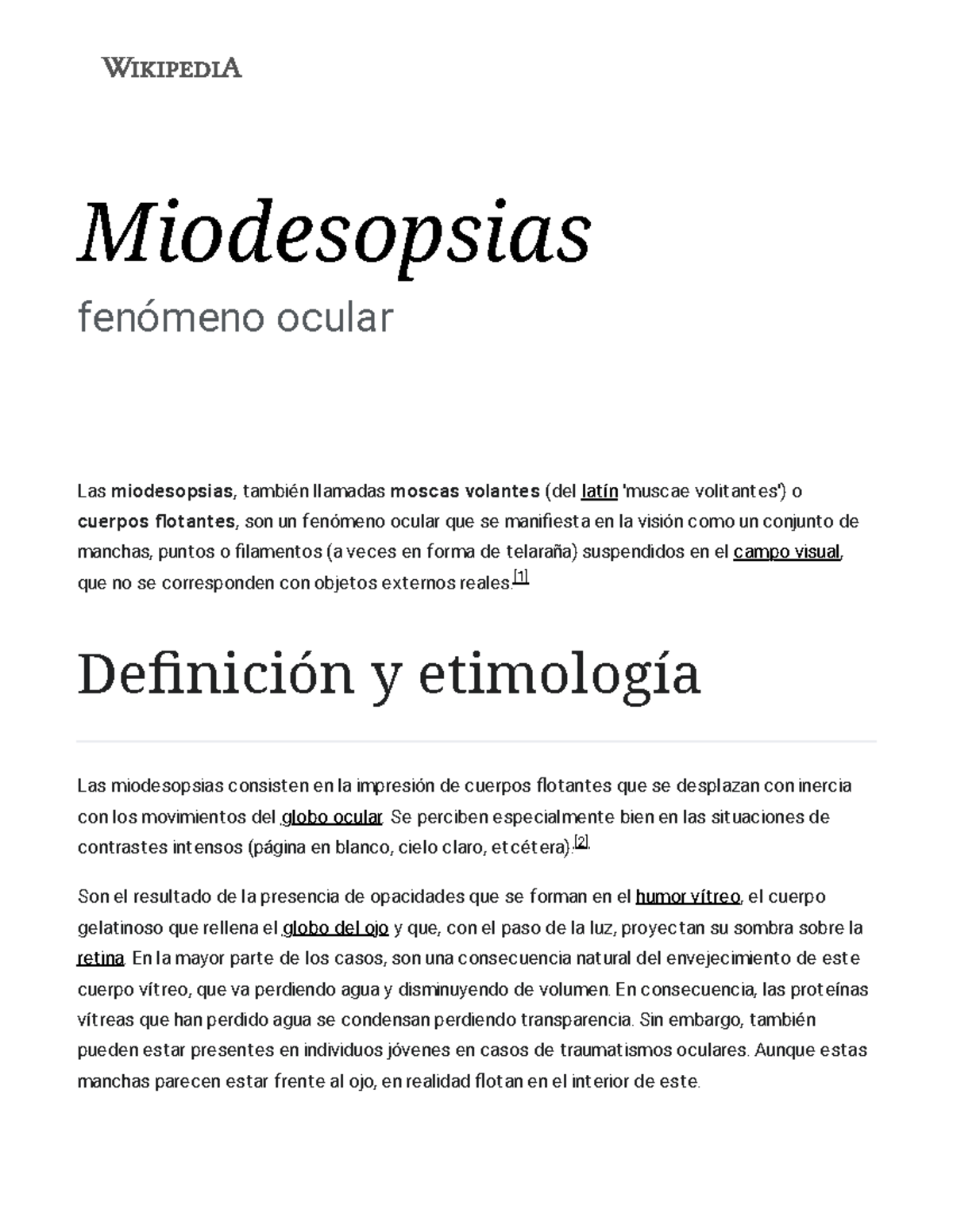 Miodesopsias - Wikipedia, la enciclopedia libre - Miodesopsias fenómeno ...