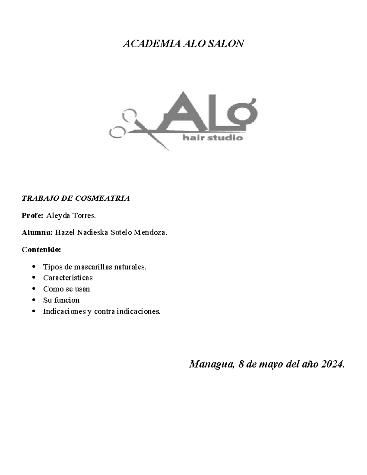 Mascarillas naturales - ACADEMIA ALO SALON TRABAJO DE COSMEATRIA Profe ...