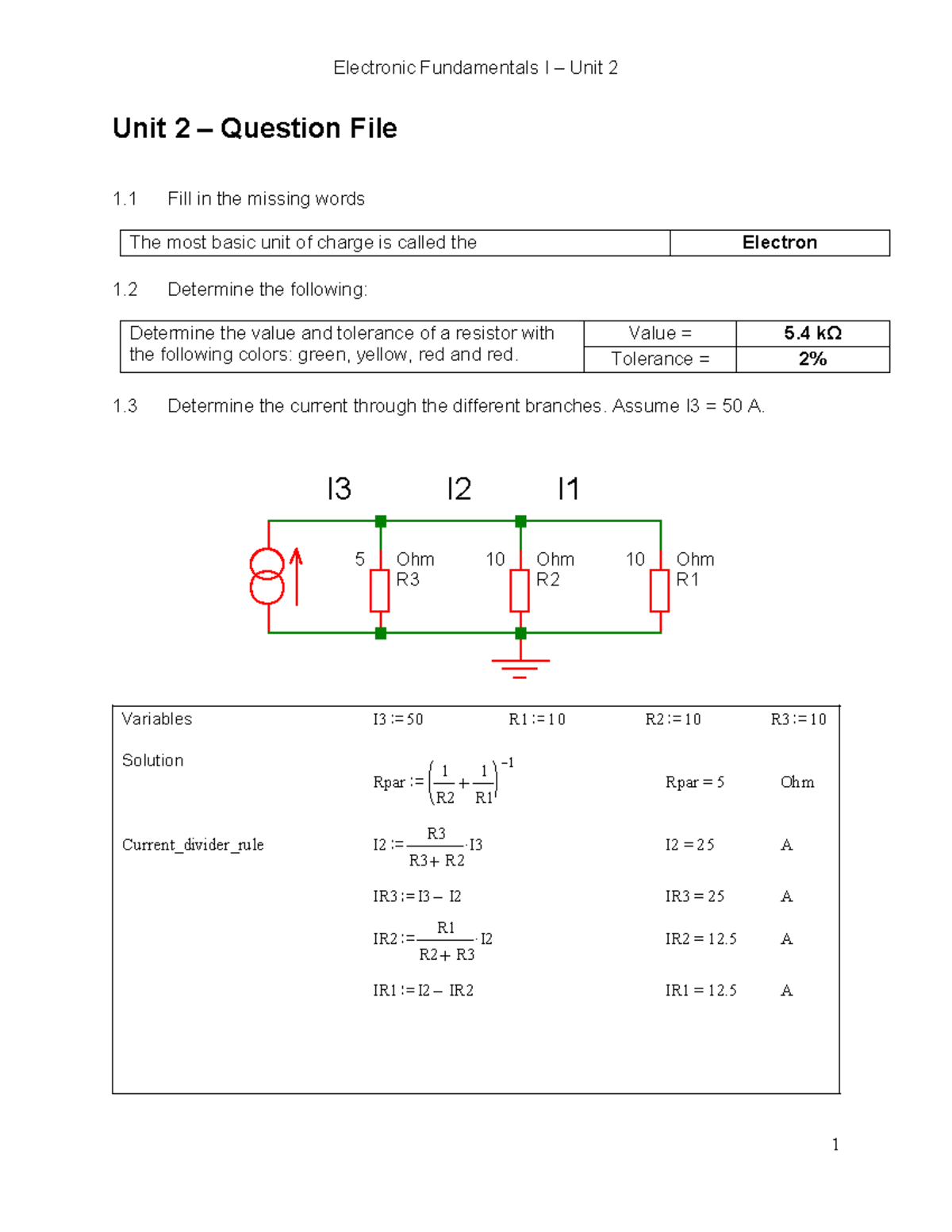Unit2 Question File Memo - Unit 2 – Question File 1 Fill in the missing ...