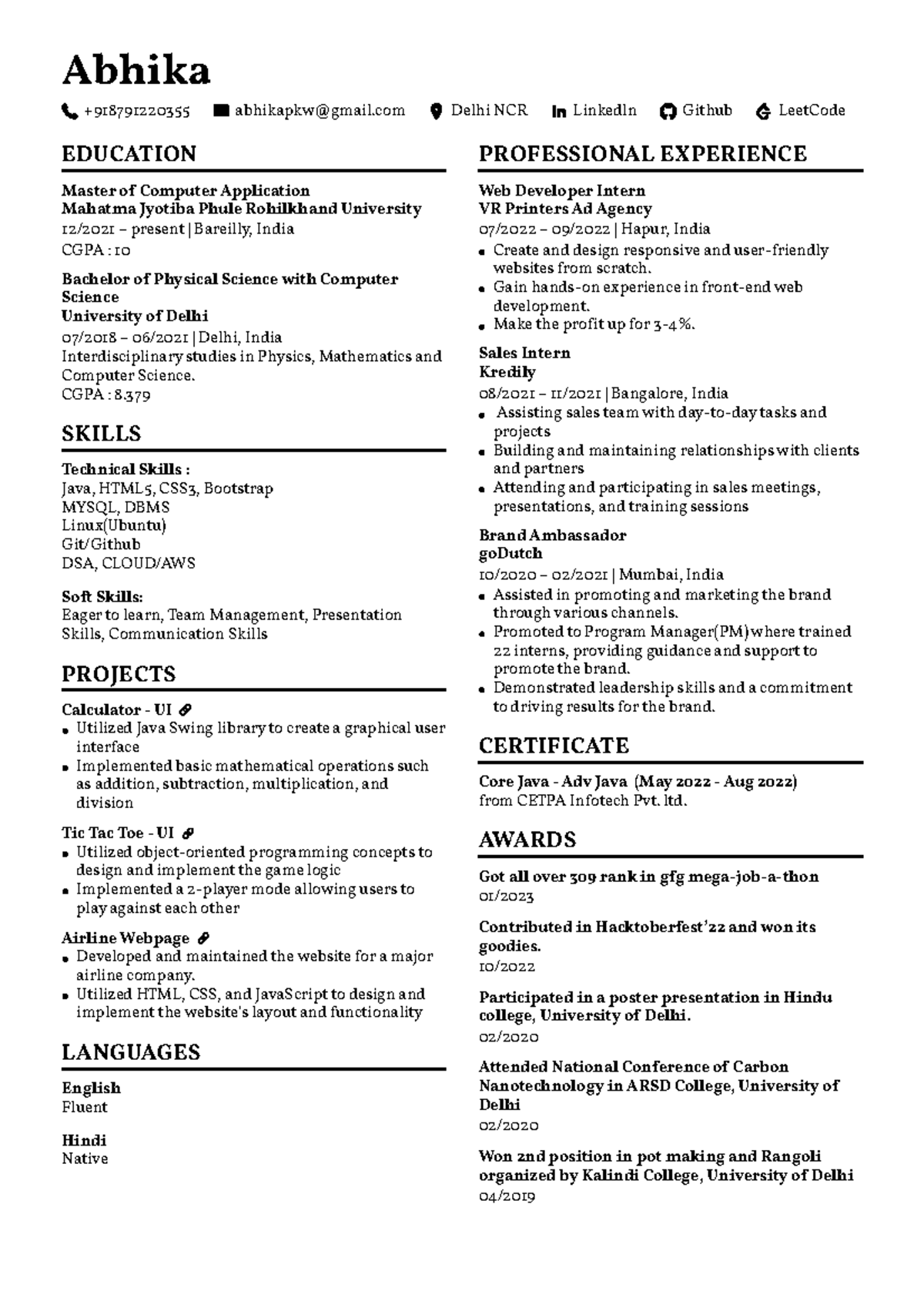 Abhika Mittal CV - i - Abhika +918791220355 abhikapkw@gmail Delhi NCR ...