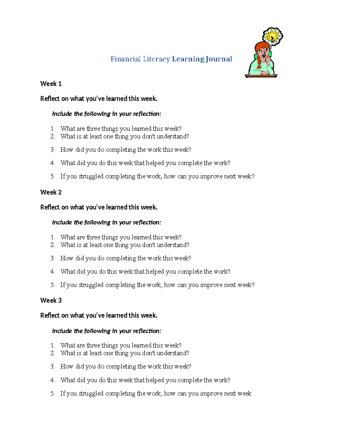 637817602180714751 Financial Literacy Learning Journal 7 - Financial ...