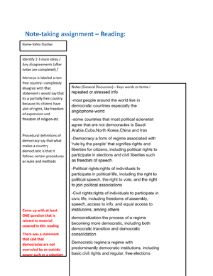 Note-taking assignment - POLS-105 - Studocu