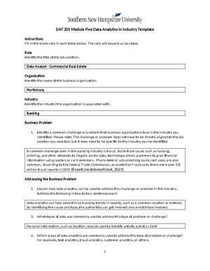 DAT 205 Module Eight Journal - Out of all the topics we covered in this ...