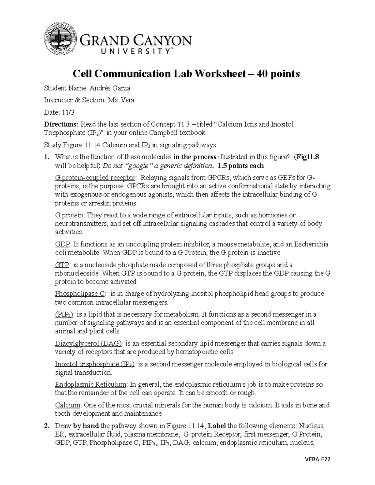 F22 Cell Signaling Wrksht - Cell Communication Lab Worksheet – 40 ...