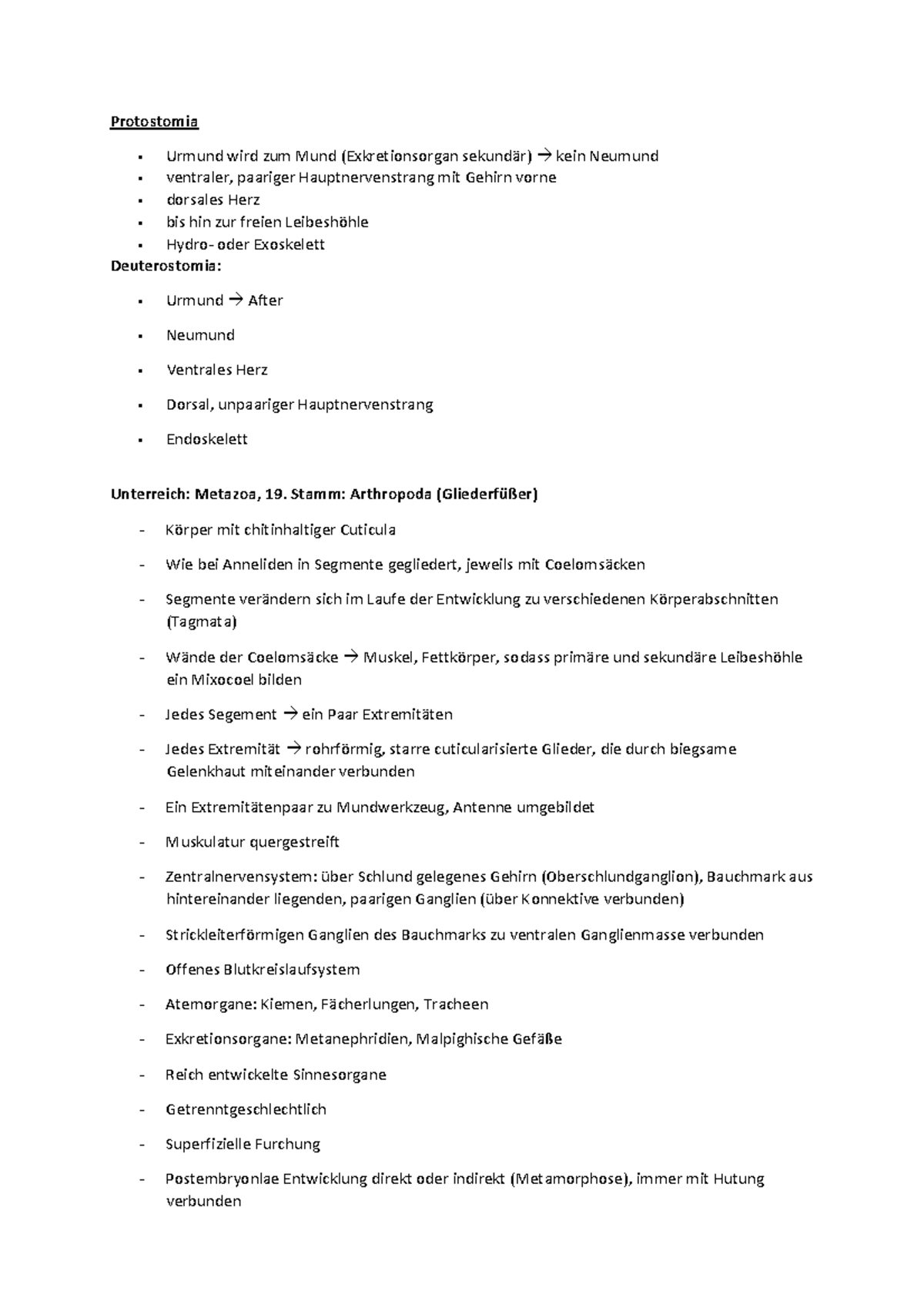 Tiere Anatomie 1 - Zusammenfassung Kükenthal Zoologisches Praktikum ...