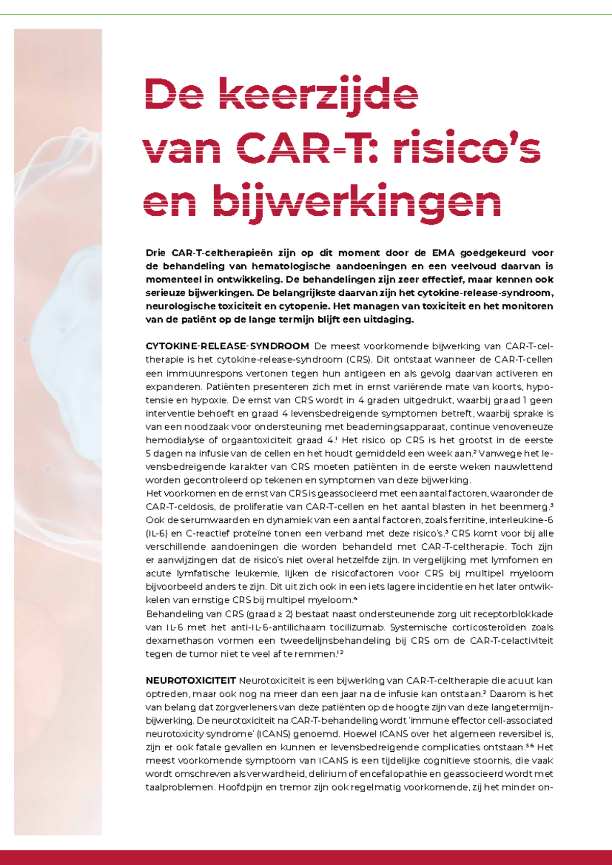 CAR-T celtherapie - CYTOKINE-RELEASE-SYNDROOM De meest voorkomende ...
