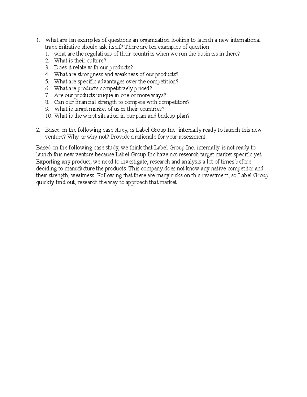 Label assignment - What are ten examples of questions an organization ...