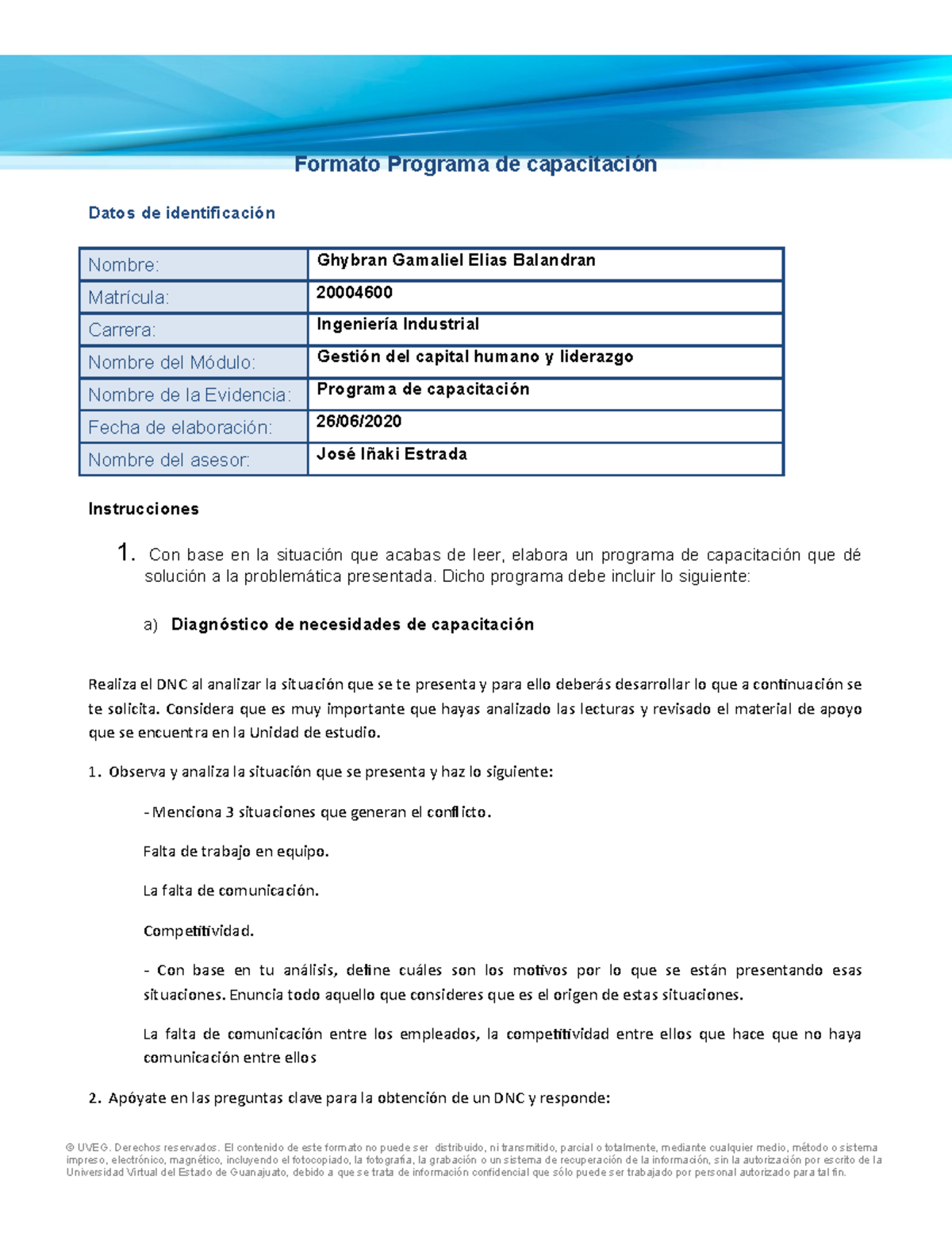 capacitacion ffgfgf - Formato Programa de capacitación Datos de ...